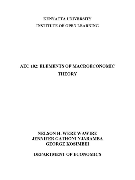Eet 101 Short Notes Macroeconomic Theory Pdf Macroeconomics Economics