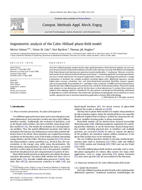 Pdf Isogeometric Analysis Of The Cahn Hilliard Phase Field Model