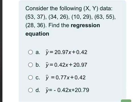 Solved Consider The Following Xy ﻿data