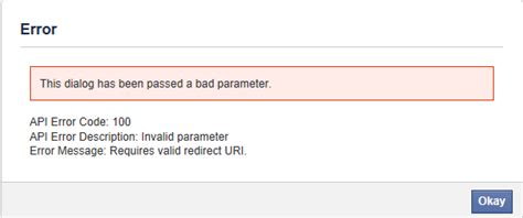 android facebook api error code 100 unity stack overflow
