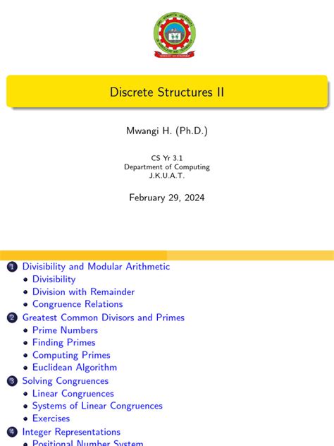 Discrete Structures 2 Lec 1 Pdf Prime Number Factorization