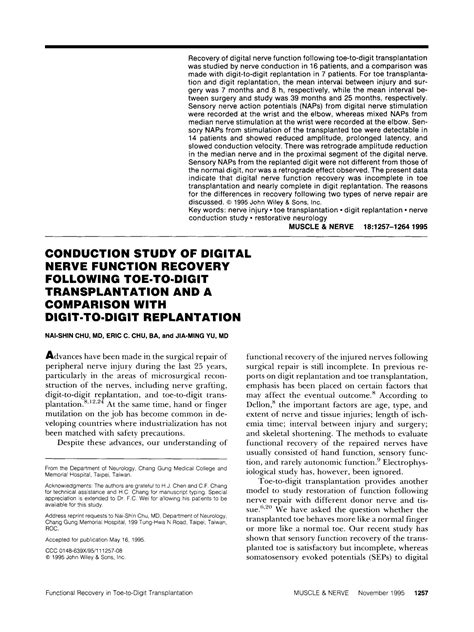 Solution Chu1995 Nerve Conduction Velocity Electromyography Peripheral Neuropathy Nerve