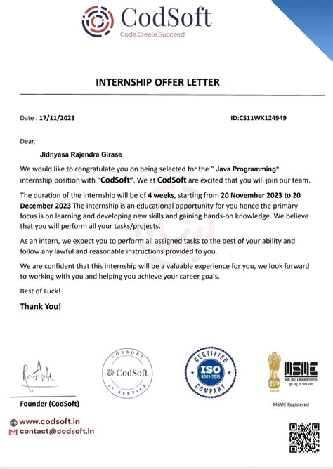 jidnyasa girase on linkedin javaprogramming codsoft internship