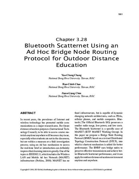Pdf Bluetooth Scatternet Using An Ad Hoc Bridge Node Routing Protocol