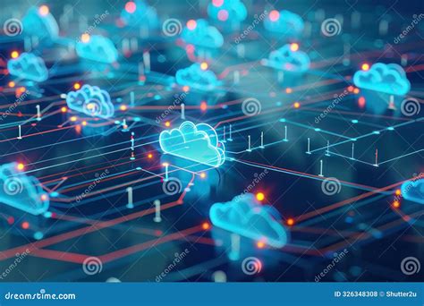 A Graphic Interface Showing A Cloud Computing Network With Nodes And Connections Representing
