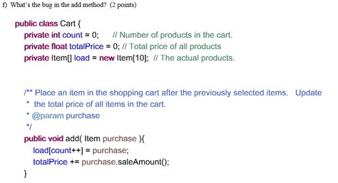 Solved F What S The Bug In The Add Method Points Chegg