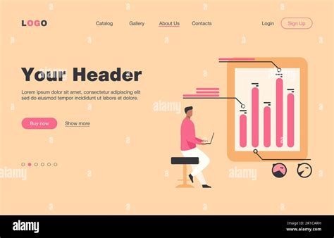 Man With Laptop Analyzing Infographics Stock Vector Image Art Alamy