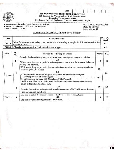 Iot Question Papers Pdf