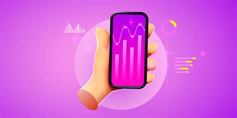 모바일 기술 개념 스마트 폰의 시장 동향 그래프 분석 핸드는 전화를 들고 있습니다 화면에 인포 그래픽 및 통계 3차원 형태에 대한 스톡 벡터 아트 및 기타 이미지 Istock