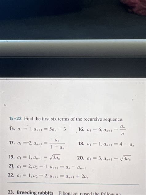 Solved 15 22 Find The First Six Terms Of The Recursive