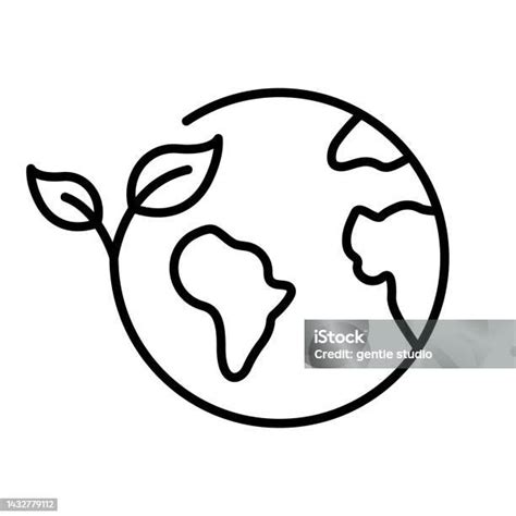 생태 행성과 잎 선 아이콘 지구 자연 관리 개념 에코 글로벌과 식물 픽토그램 녹색 세계 개요 아이콘입니다 환경 보전 편집 가능한