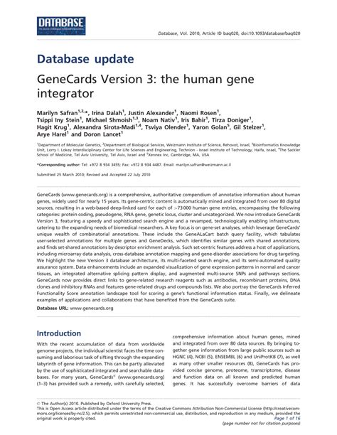Pdf Genecards Version 3 The Human Gene Integrator