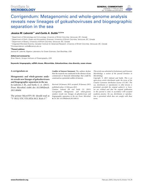 Pdf Corrigendum Metagenomic And Whole Genome Analysis Reveals New