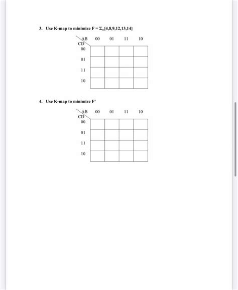 solved 3 use k map to minimize f {4 8 9 12 13 14} 00 01