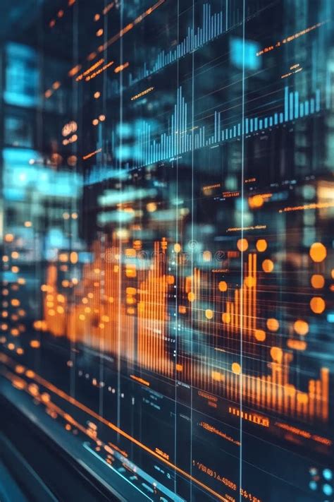 abstract data visualization with bright graphs and charts stock