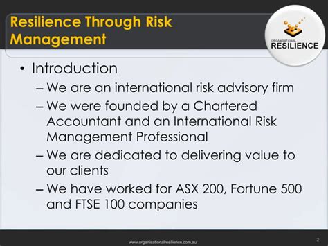 Organisational Resilience Ppt