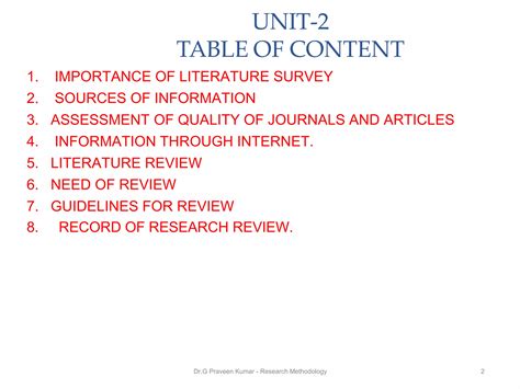 Unit2 Literature Survey Pptx