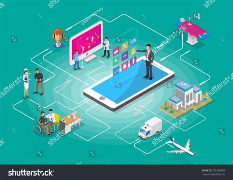 Isometric Smart Mobile Health D Design Stock Vector Royalty Free Shutterstock