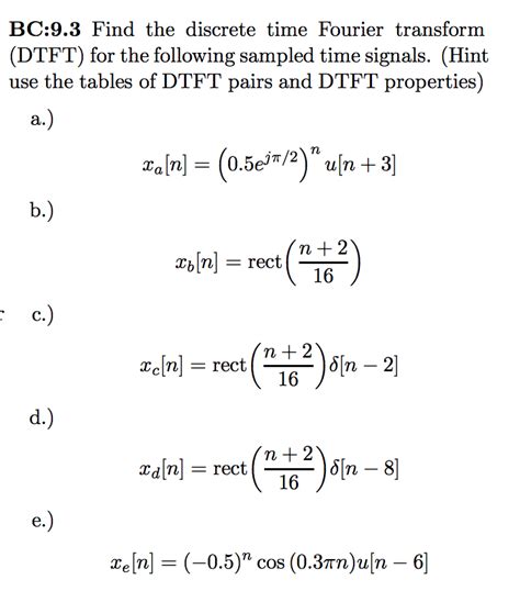 Solved Bc93 Find The Discrete Time Fourier Transform