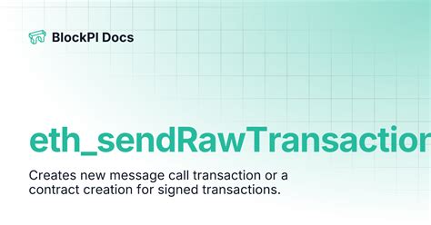 eth sendrawtransaction blockpi docs