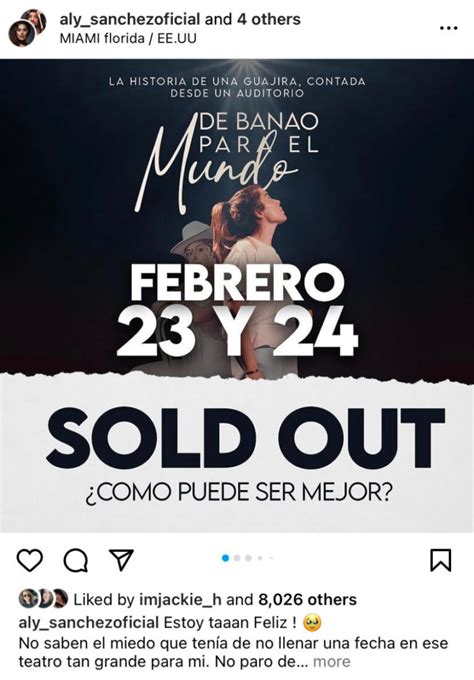Aly Sánchez Feliz De Que Se Hayan Vendido Todas Las Entradas Para Su Espectáculo En El Miami