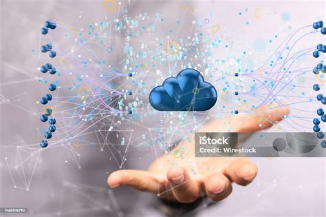 손에 인터넷 인프라 개념의 근접 촬영 추상 기술 배경 3d 렌더링 0명에 대한 스톡 사진 및 기타 이미지 0명 3차원 형태 구름 Istock