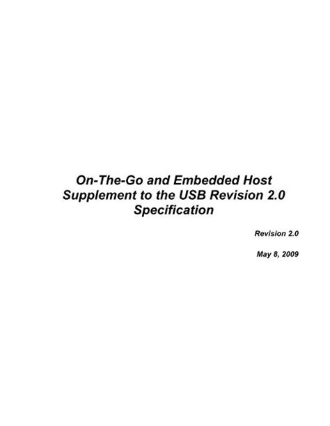 On The Go And Embedded Host Supplement To The USB USB Org