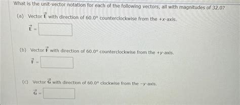 Solved What Is The Unit Vector Notation For Each Of The Chegg