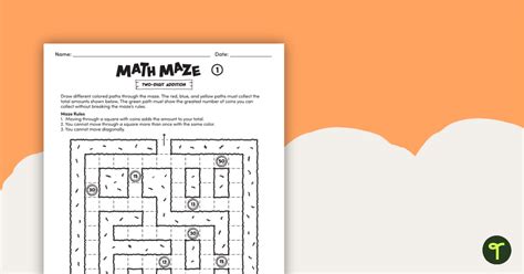 Math Mazes Two Digit Addition Teach Starter