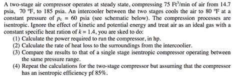 Solved A Two Stage Air Compressor Operates At Steady State
