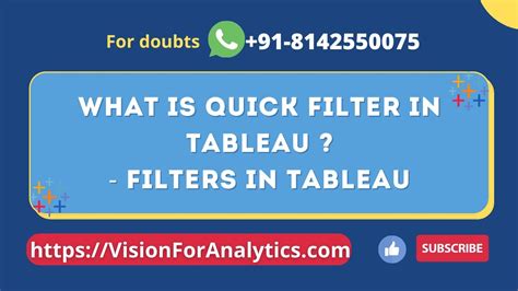 What Is Quick Filter In Tableau Types Of Filters In Tableau Youtube
