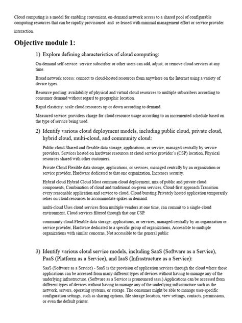 Objective Cc 1 2 3 Pdf Cloud Computing Computer Network