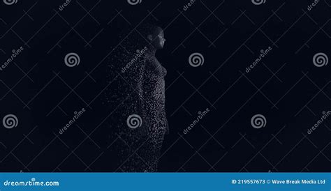 Composition Of Exploding Human Bust Formed With Binary Coding And Dna