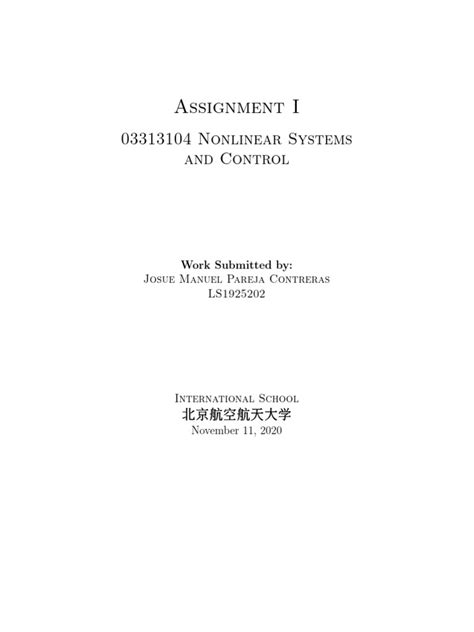 Non Linear Systems And Control Examples Pdf Eigenvalues And