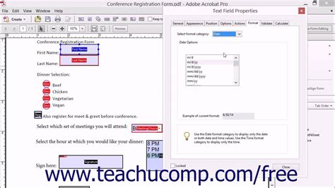 format properties of form fields adobe acrobat xi training tutorial