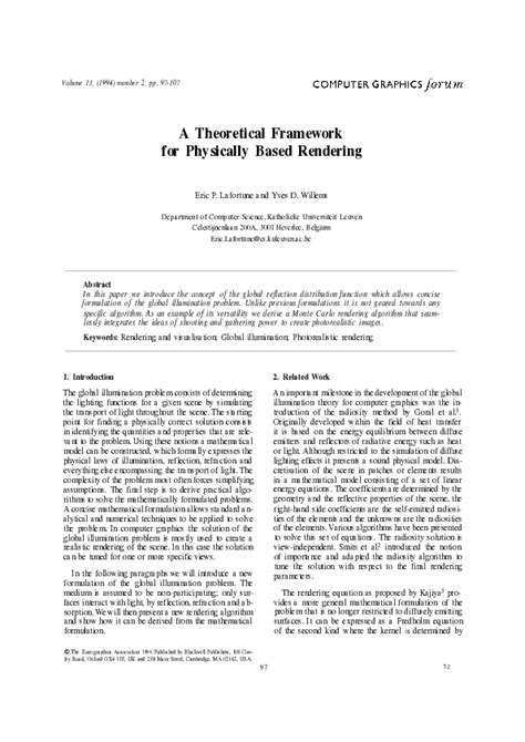 Pdf A Theoretical Framework For Physically Based Rendering Yves