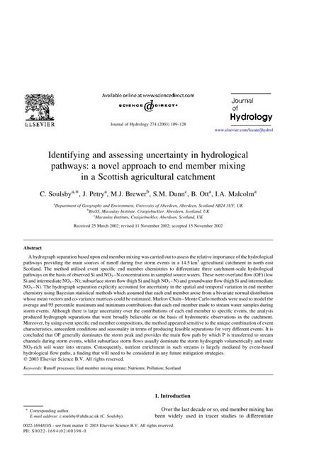 Pdf Identifying And Assessing Uncertainty In Hydrological Pathways A