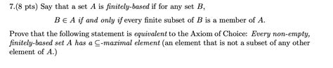 7 8 pts say that a set a is finitely based if for