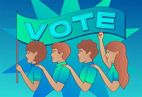Young Group With Vote Flag Stock Illustration Download Image Now