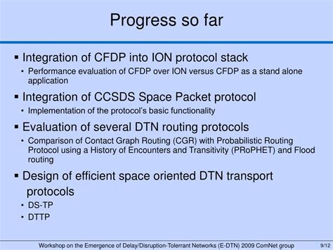 Ppt Workshop On The Emergence Of Delay Disruption Tolerant Networks E Dtn 2009 Powerpoint