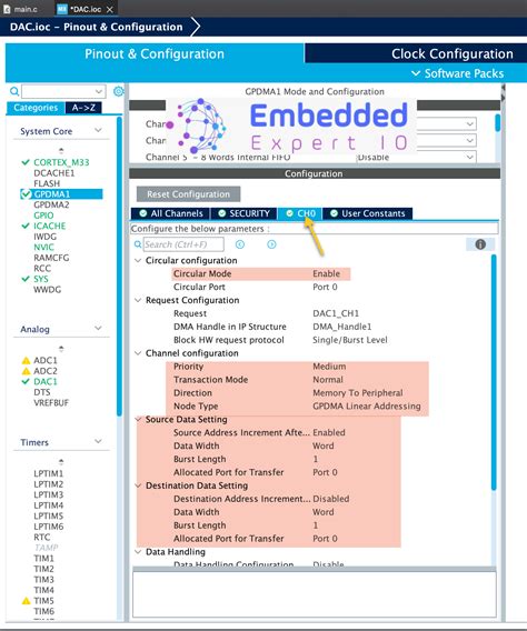 Getting Started With Stm32h5 Arm Cortex M33 Dac With Dma And Timer Embeddedexpertio