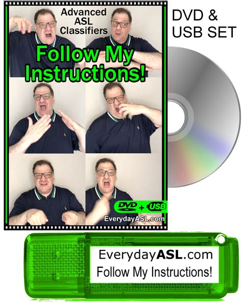 New Advanced Asl Classifiers Follow My Instructions Dvd Usb Set Everyday Asl University