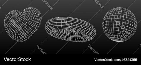 3d Wireframe Heart Shape Geometric Mesh Sphere Vector Image