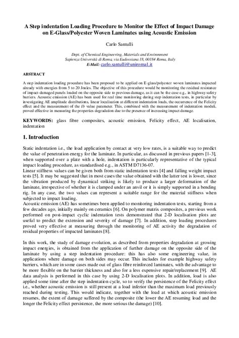 Pdf A Step Indentation Loading Procedure To Monitor The Effect Of