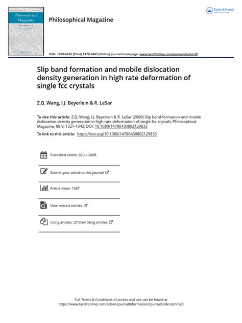 Slip Band Formation And Mobile Dislocation Density Generation In High
