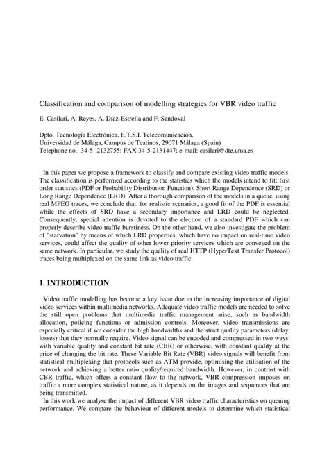 pdf classification and comparison of modeling strategies for vbr