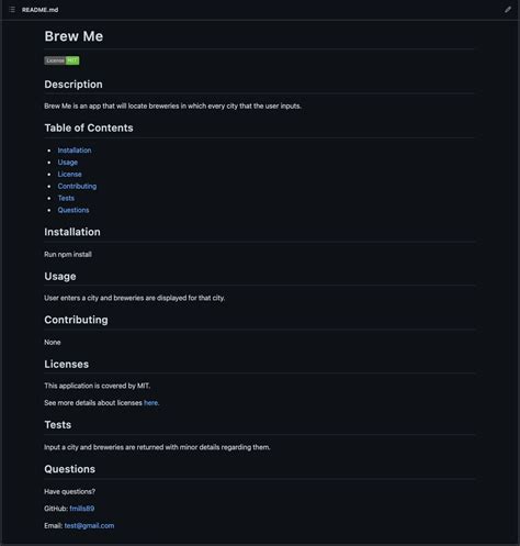 GitHub Fmills Readme Md Generator Using Npm Inquirer The User Can Generate A Readme File