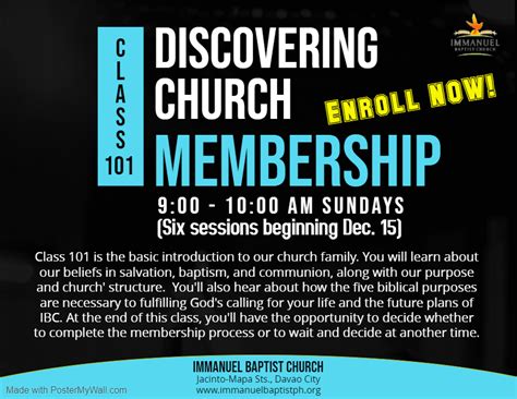 Class 101 Discovering Church Membership Immanuel Baptist Church