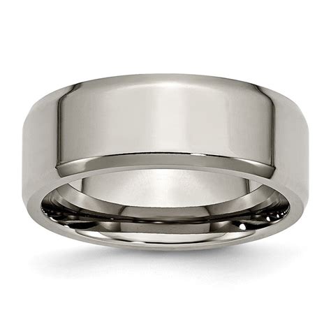 Buy Stylish 8mm Polished Titanium Beveled Edge Chisel Band Affordable