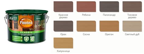 Цветовая гамма Пинотекс Классик - Stroitelmart.ru